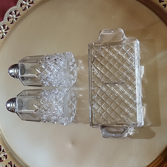crystal | Kitchen | Vintage Crystal Pressed Glass Salt Pepper Shakers ...